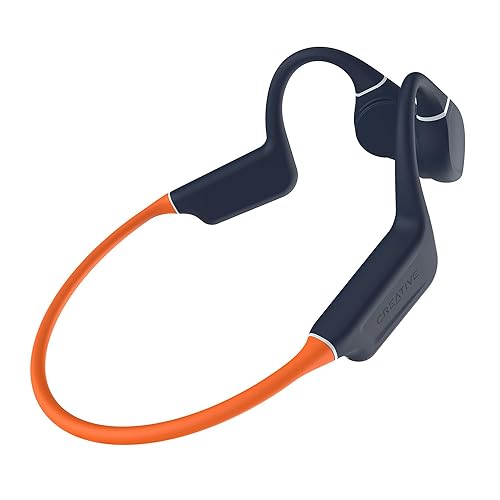Creative Outlier Free Pro Midnight Blue and Fiery Orange Wireless Waterproof Bone Conduction Headphones with Adjustable Transducers