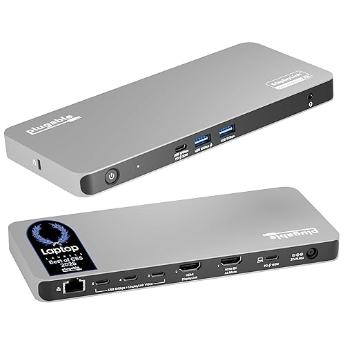 Plugable USB C Docking Station 5 Monitors, 140W DisplayLink Dock Conne ...