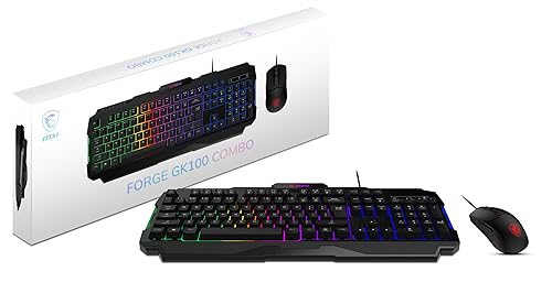 MSI Forge GK100 Combo – Gaming RGB Keyboard & Mouse Set, 19-Key Anti-G ...