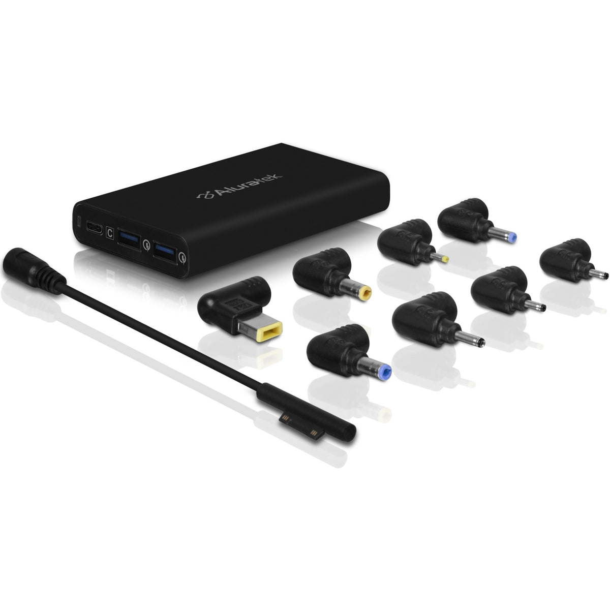 Aluratek Universal AC Adapter with Type-C and 2 Quick Charge USB 3.0 P ...