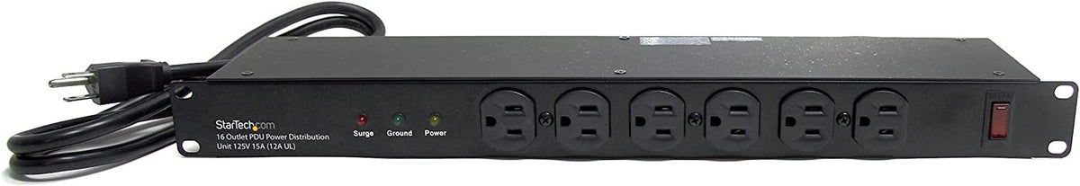 StarTech.com 16 Outlet Horizontal 1U Rack Mount PDU Power Strip for Ne ...