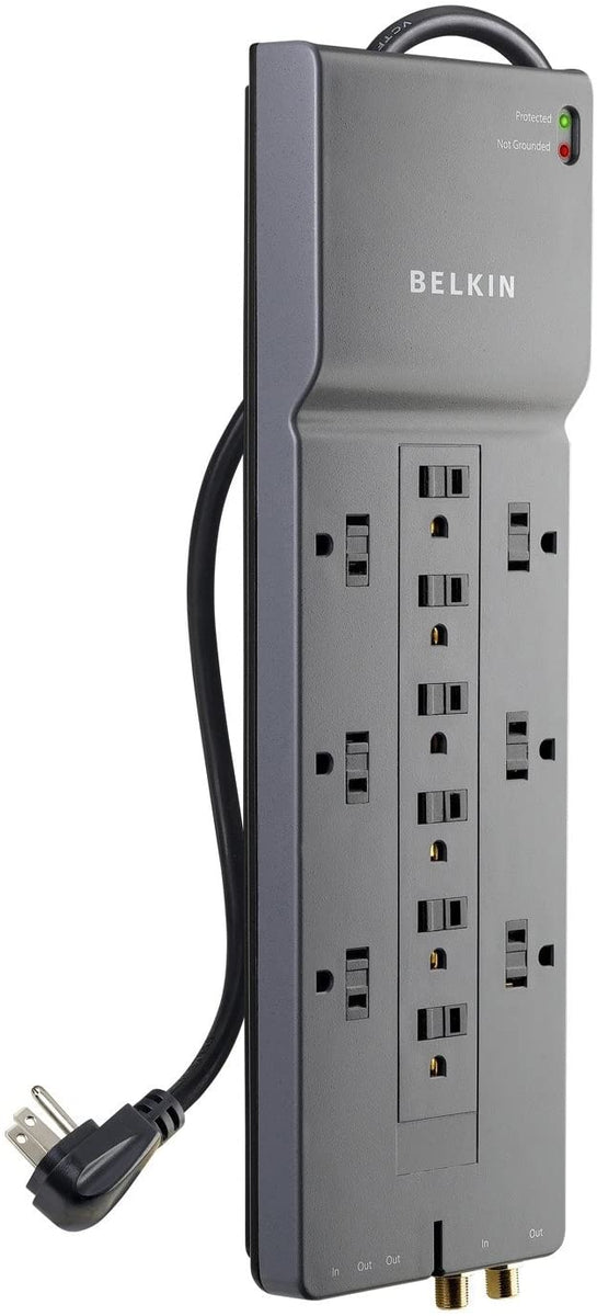 Belkin Power Strip Surge Protector - 12 AC Multiple Outlets & 8 ft ...