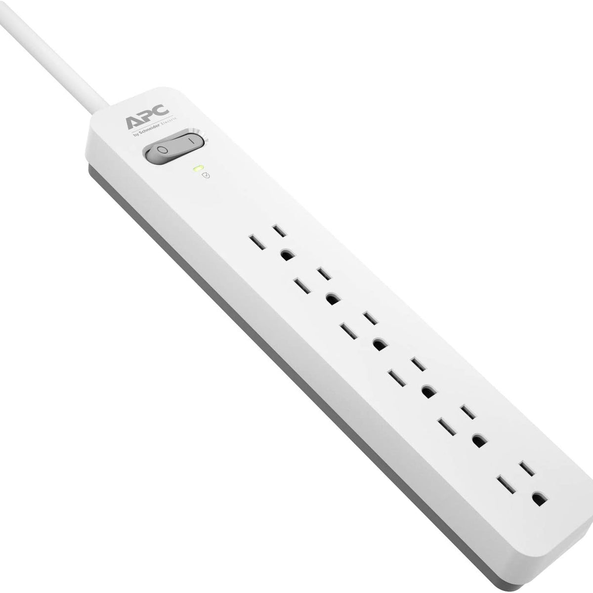 Power Strip Surge Protector, APC PE66WG, 1080 Joule, Flat Plug, 6 Outl ...
