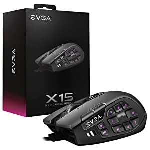 EVGA X15 MMO Gaming Mouse, 8k, Wired, Black, Customizable, 16,000 DPI ...