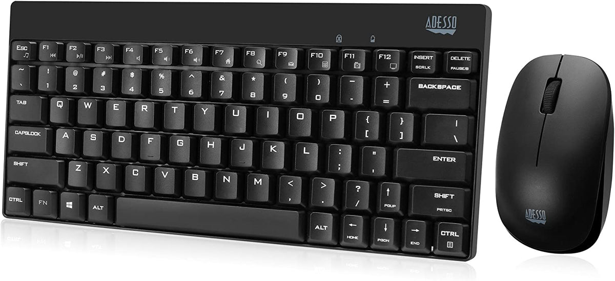 Adesso WKB-1100CB Natural Ergonomic Wireless Spill Resistant Mini Keyb ...